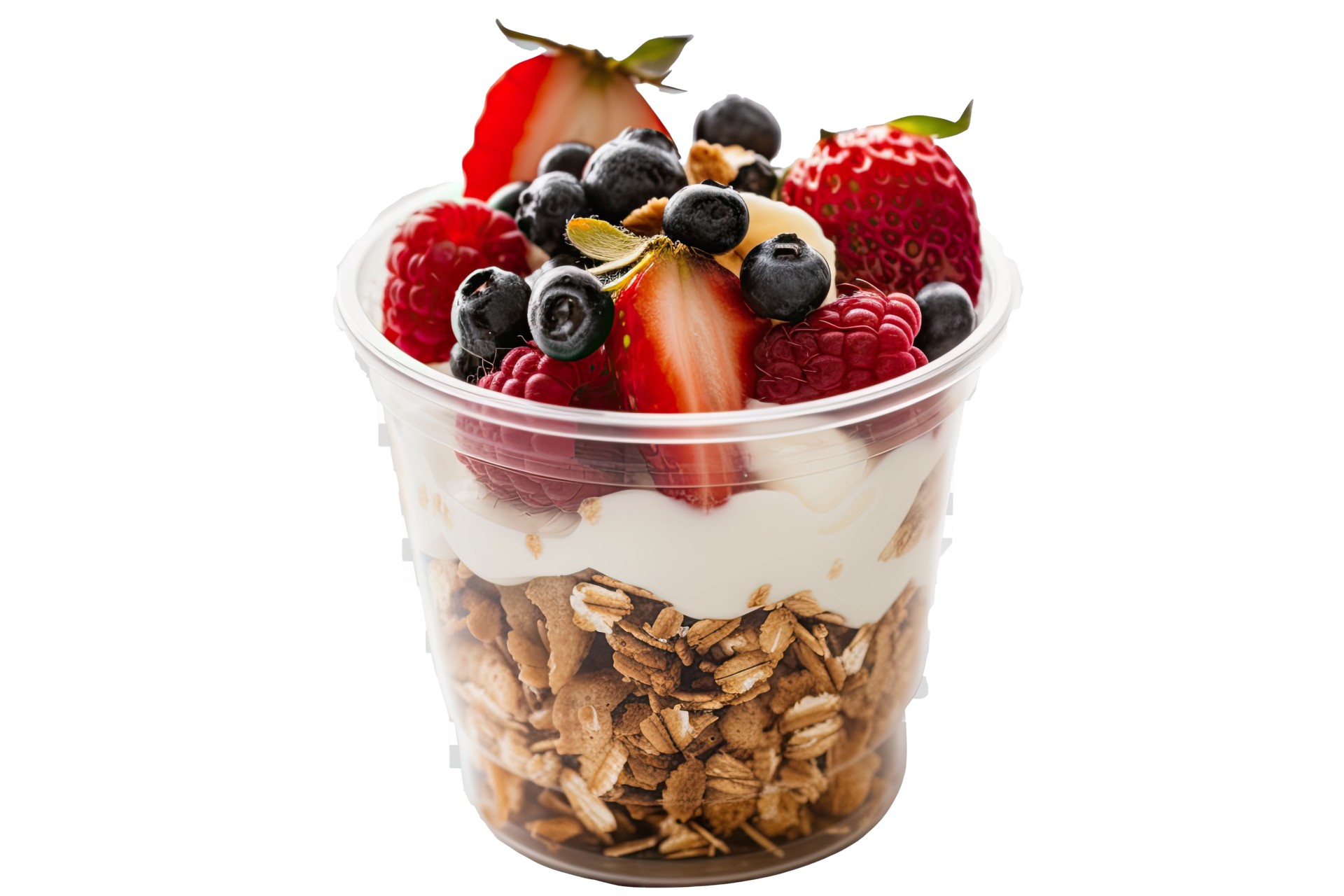 Delicious Yogurt Parfait Layered With Granola And Fresh Berries Served In A Clear Glass Bowl