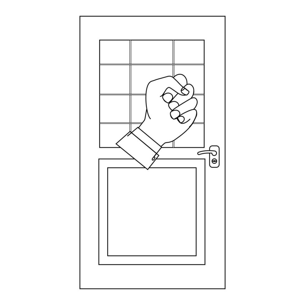 Flat Icon of Door with Hand Knocker, Knocking Hand on Door Outline Illustration 50615354 Vector ...