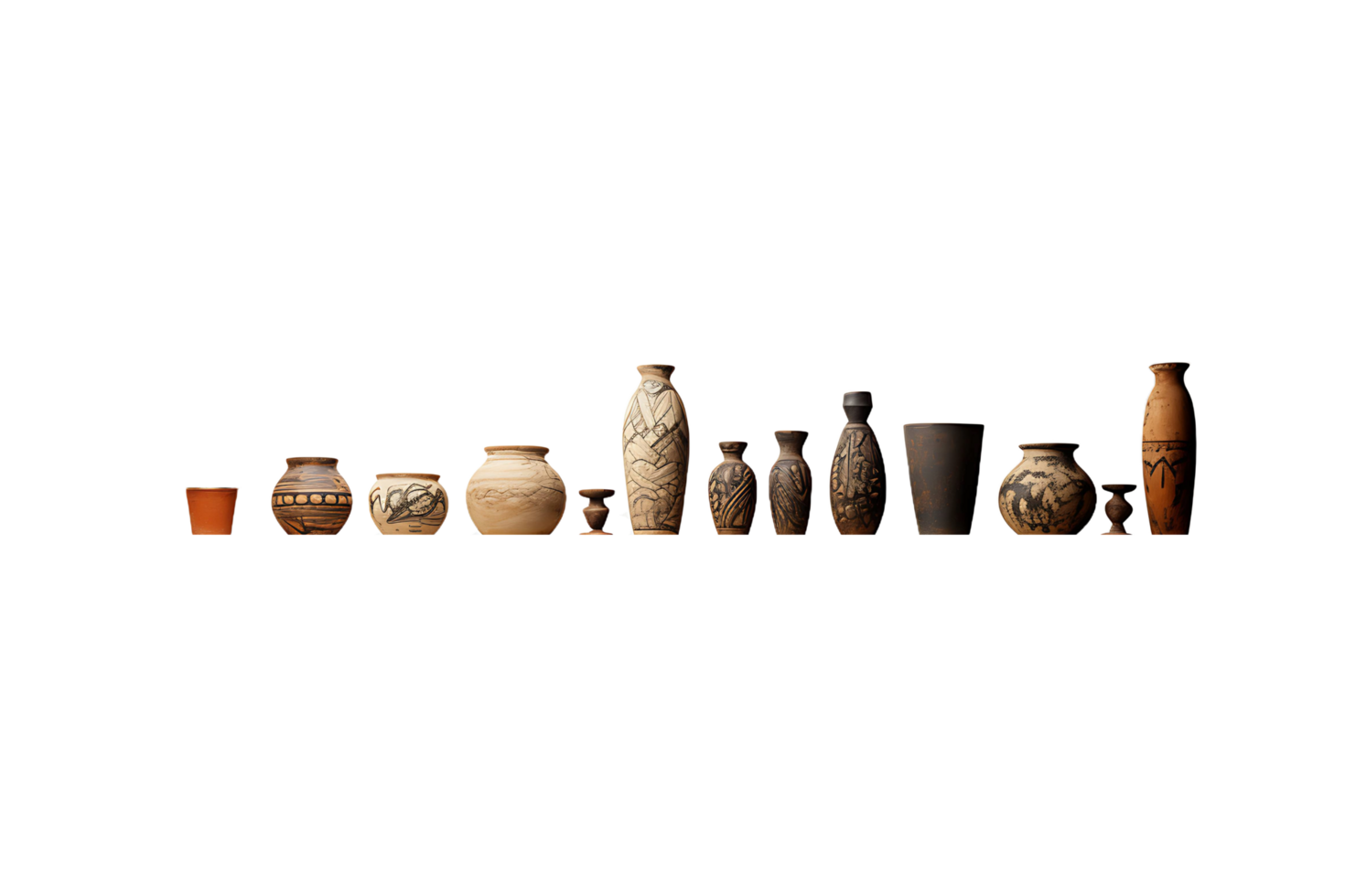 ensemble, collection de terre cuite artefacts isolé sur transparent Contexte. 50618052 PNG