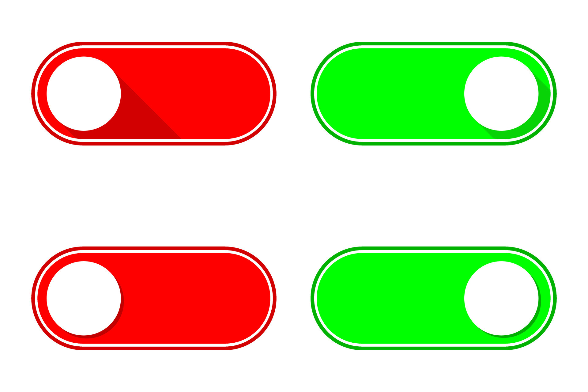 Set Of Green On And Red Off Toggle Switch Buttons Icon Symbol Flat Illustration 50627600 Vector