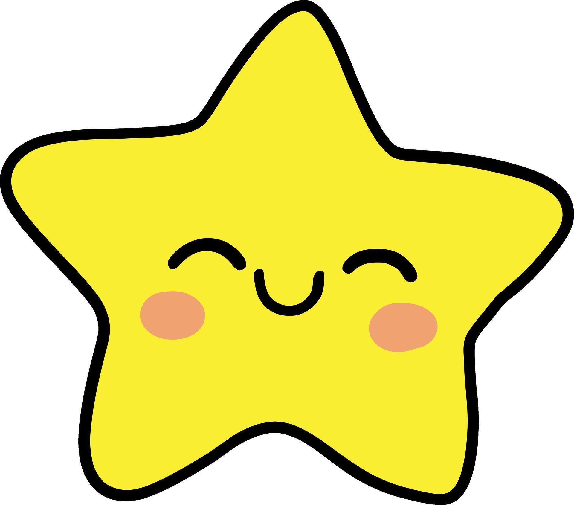 Cute Smiling Yellow Star Cartoon Illustration with Blushing Cheeks on White Background 50652219 ...