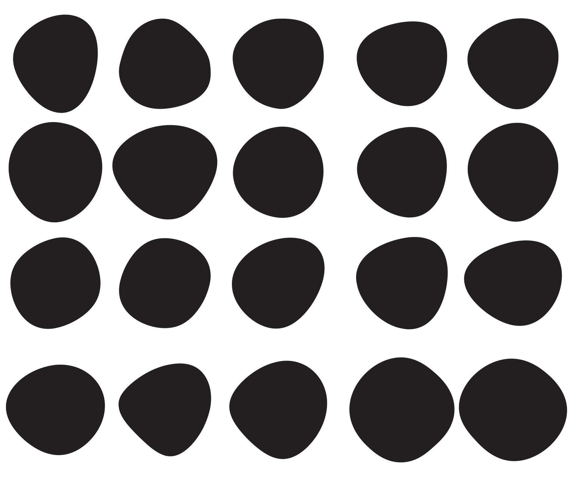 Random Blob circle organic Shallotte shape icon set. Random black cube ...