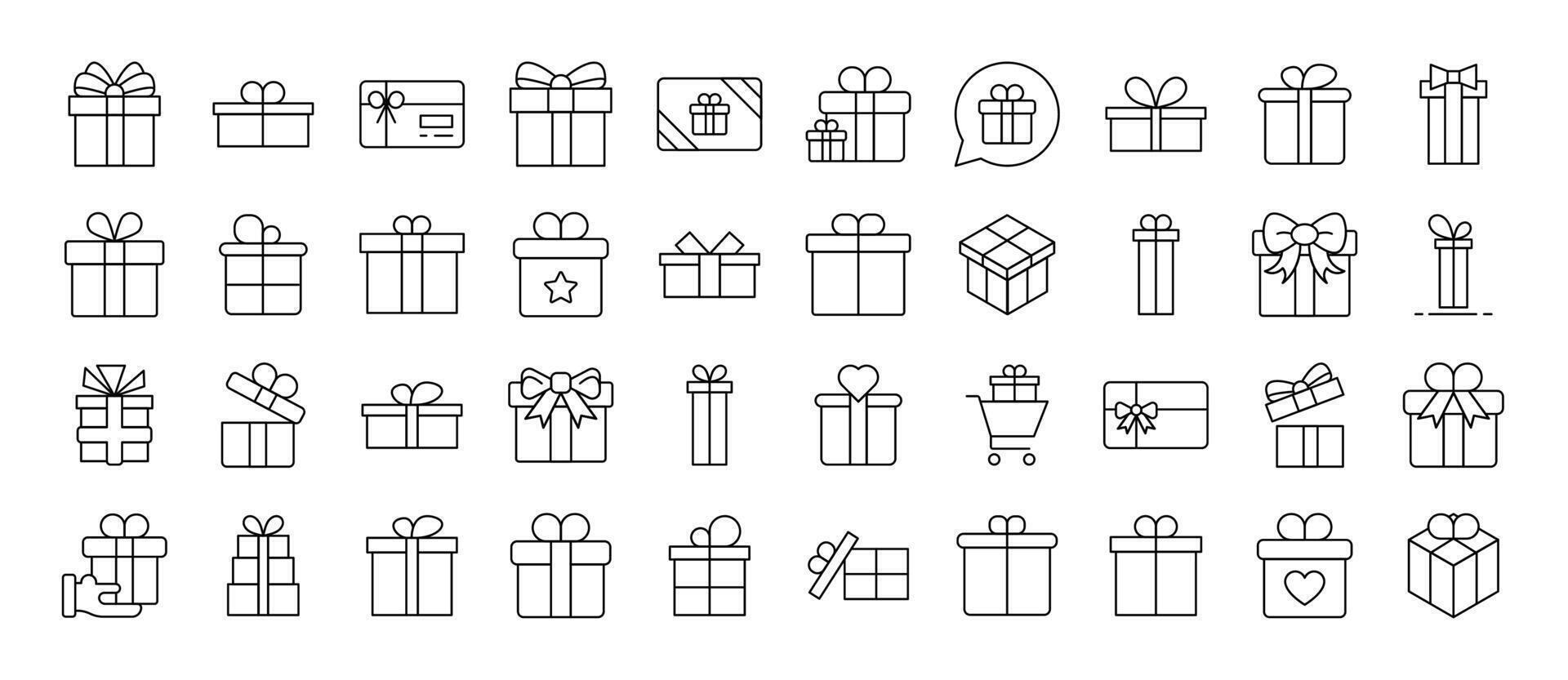 Tbox Box For Presents Simple Isolated Line Icons Collection