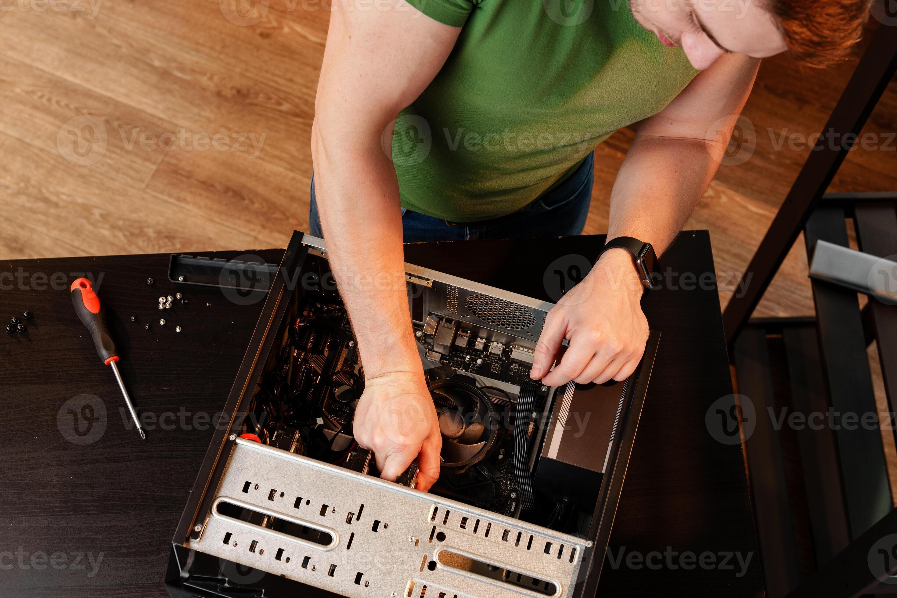 Close up of man repairing computer system unit 50673162 Stock Photo at ...