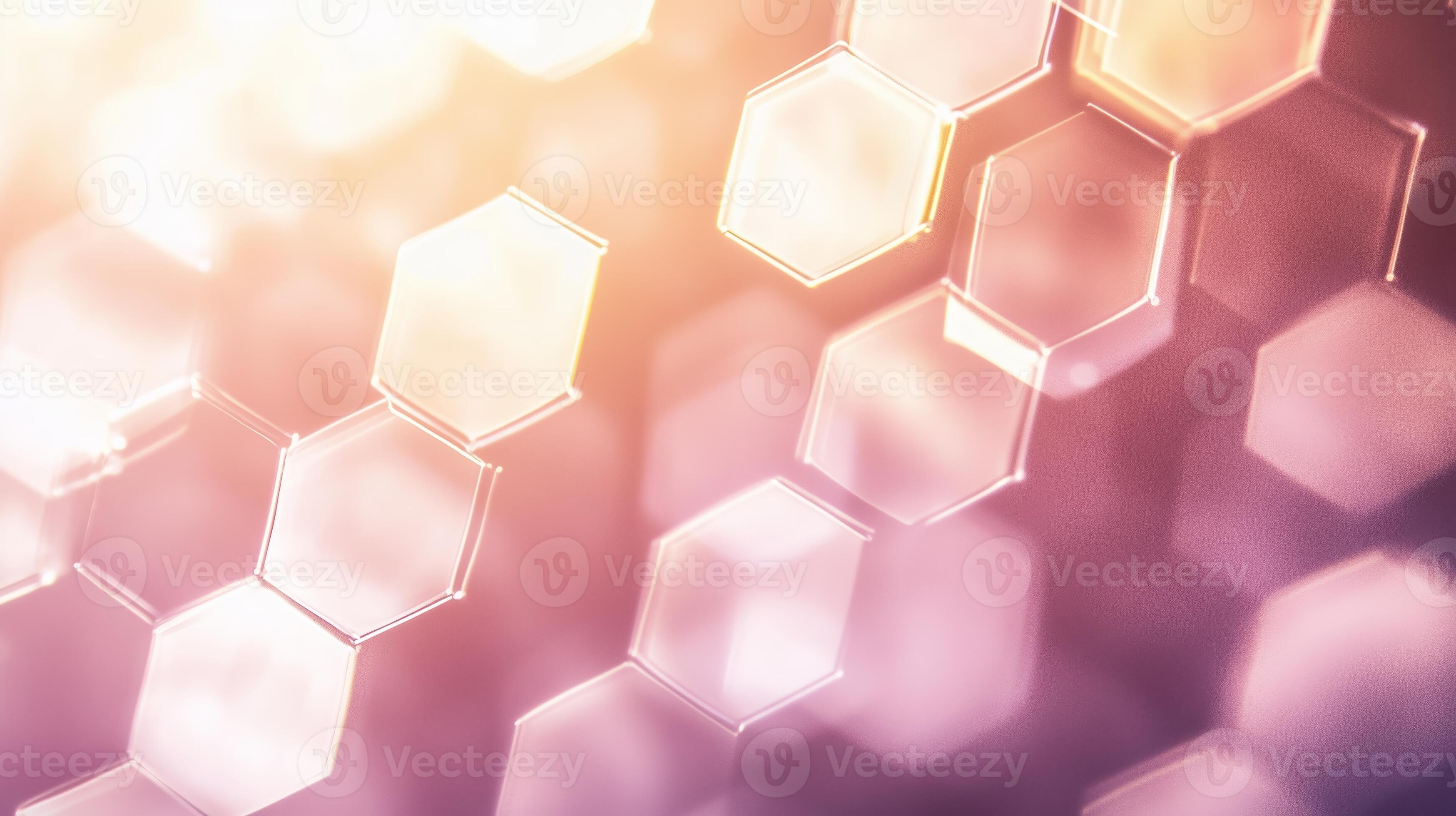 Abstract Hexagonal Patterns With A Soft Bokeh Effect In Warm Pastel Colors Creating An Ethereal