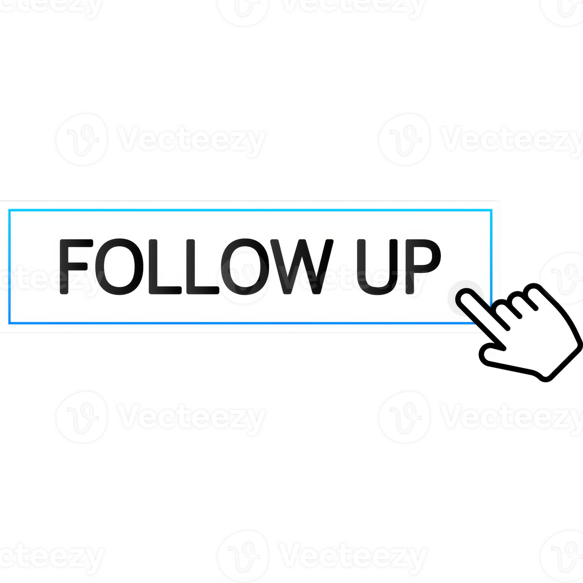 Follow up blue 3D button with hand mouse on white background. illustration 50700111 PNG