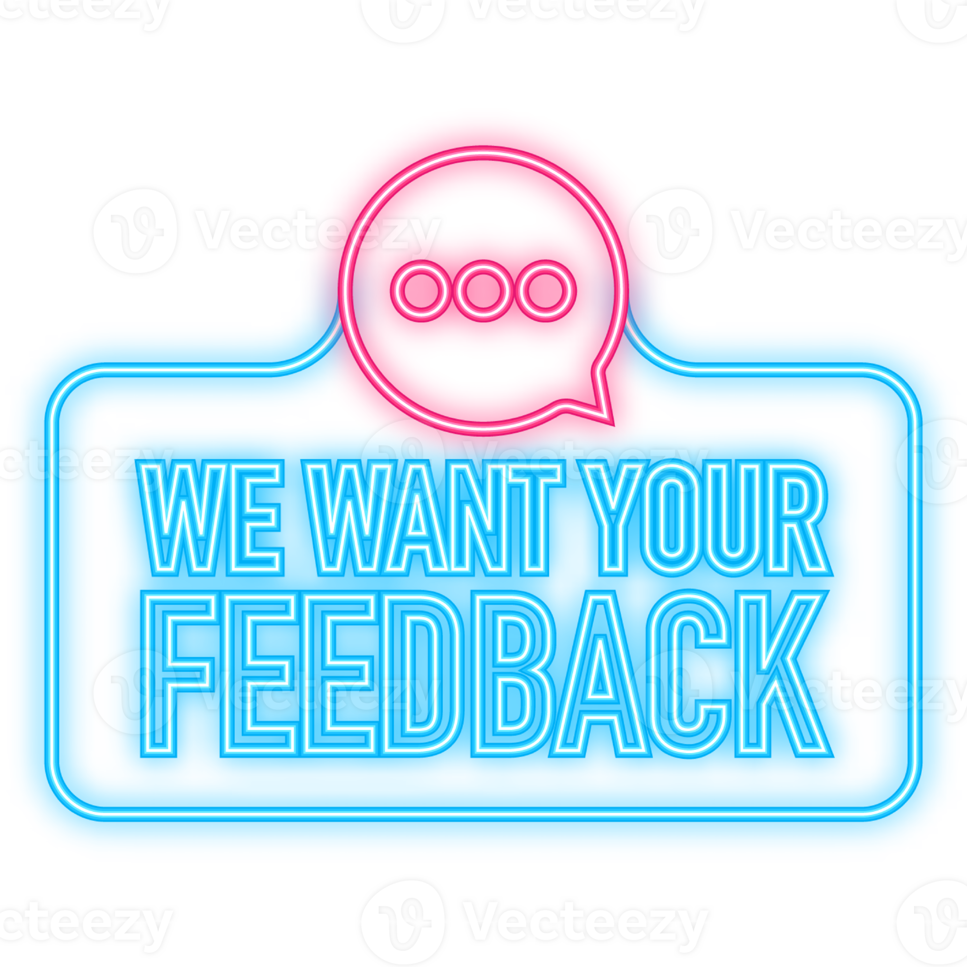 Neon Icon. Hand hold megaphone. We want your feedback in bubble ... Neon Icon. Hand hold megaphone. We want your feedback in bubble ...