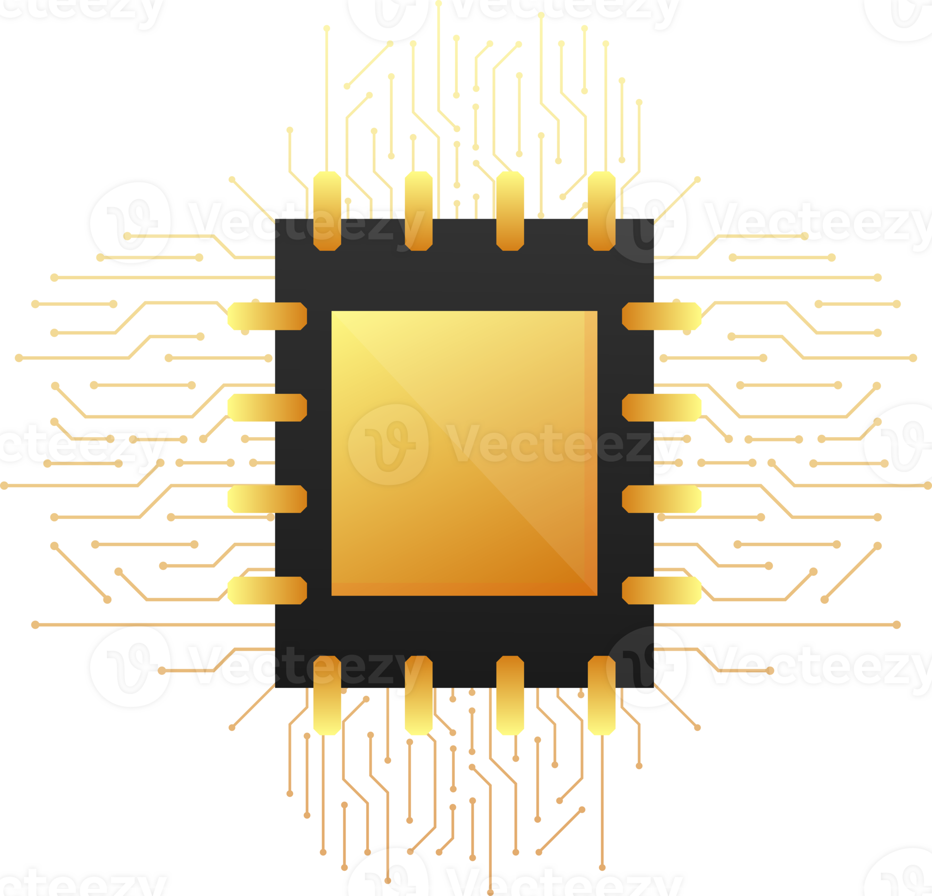 Computer Processor chip, CPU Microprocessor. illustration. 50702117 PNG