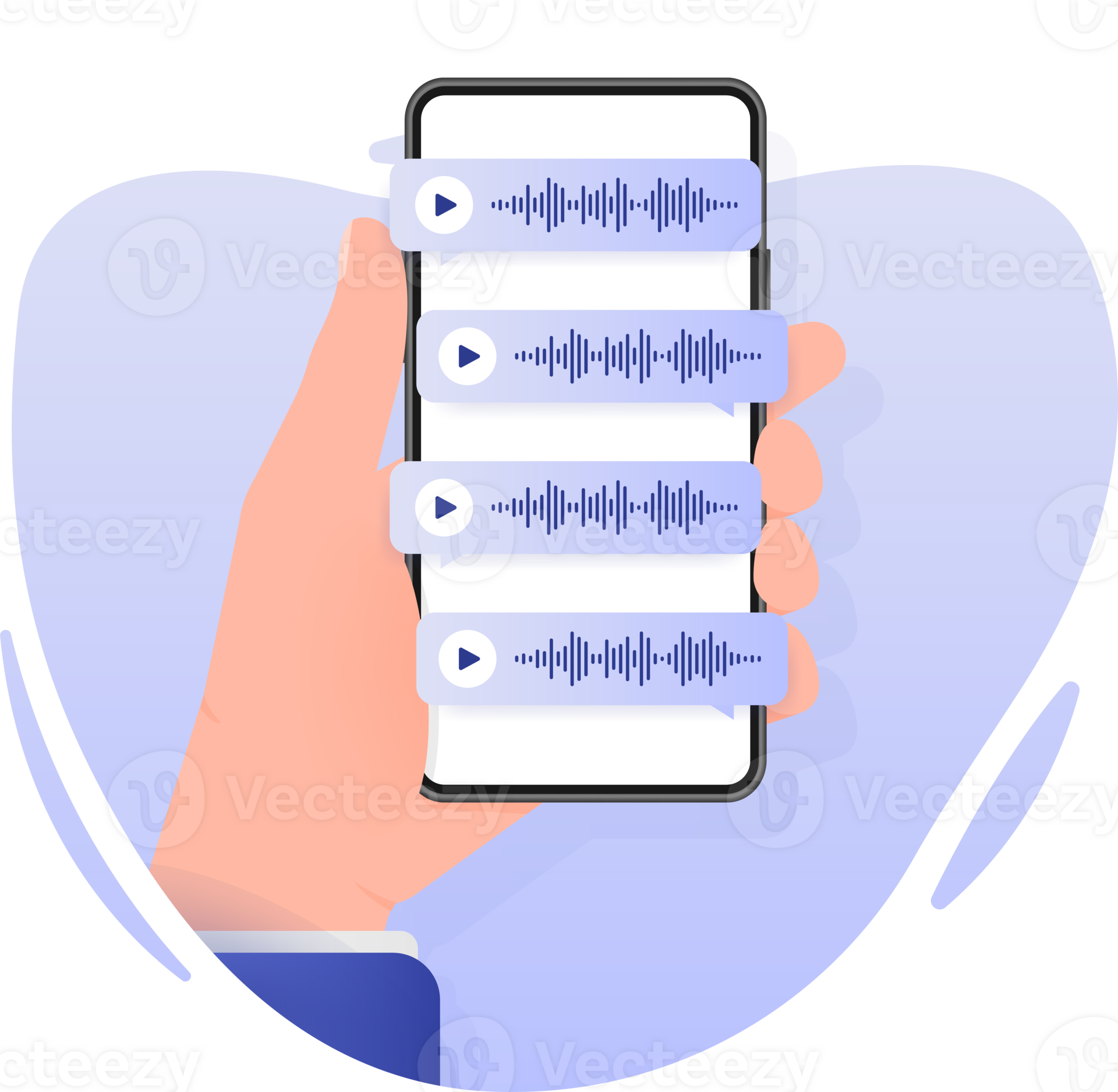 Voice messages bubbles, Message notification. Messengers and social ...