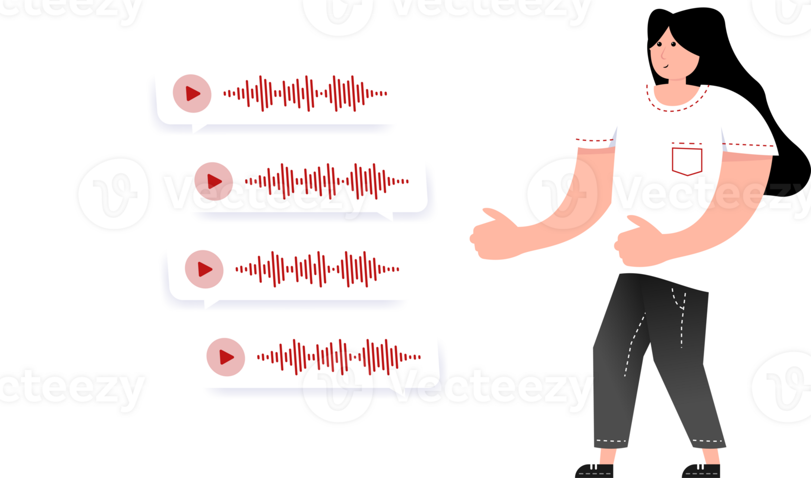 Voice messages bubbles, Message notification. Messengers and social ...