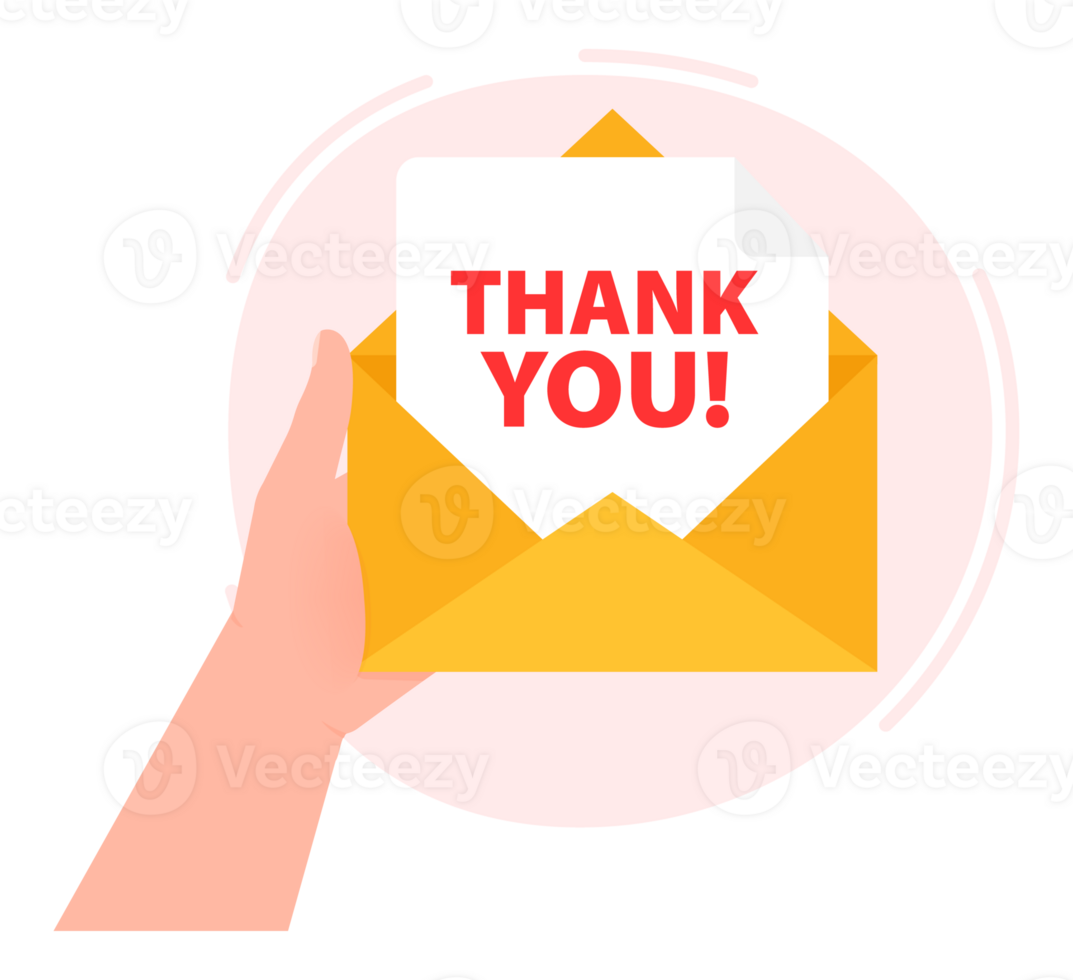 Letter in an envelope with thanks, thank you. stock illustration ...