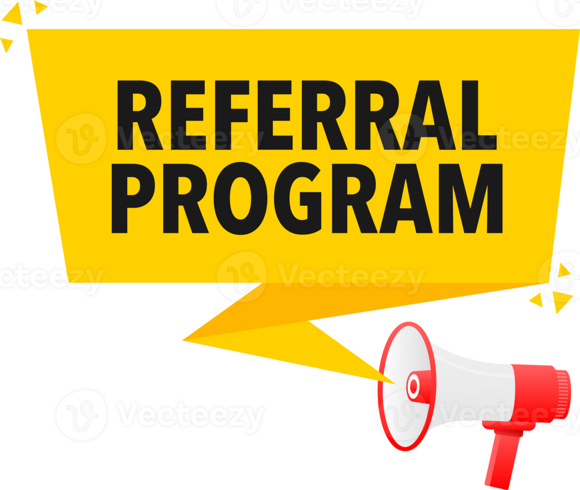 Megaphone label set with text referral program. Referral program ... Megaphone label set with text referral program. Referral program ...