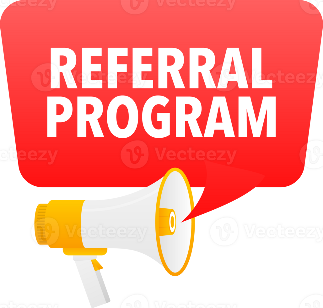 Megaphone label set with text referral program. Referral program ... Megaphone label set with text referral program. Referral program ...