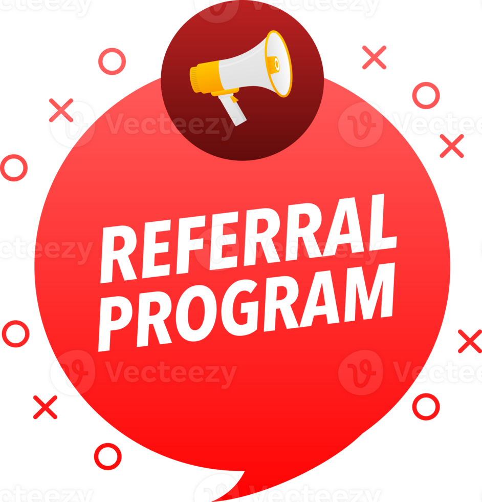 Megaphone label set with text referral program. Referral program ... Megaphone label set with text referral program. Referral program ...