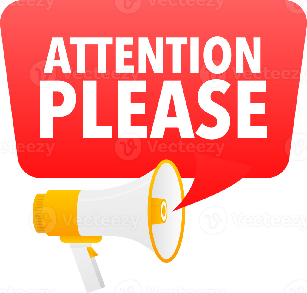 Megaphone label set with text attention please. Attention please ... Megaphone label set with text attention please. Attention please ...