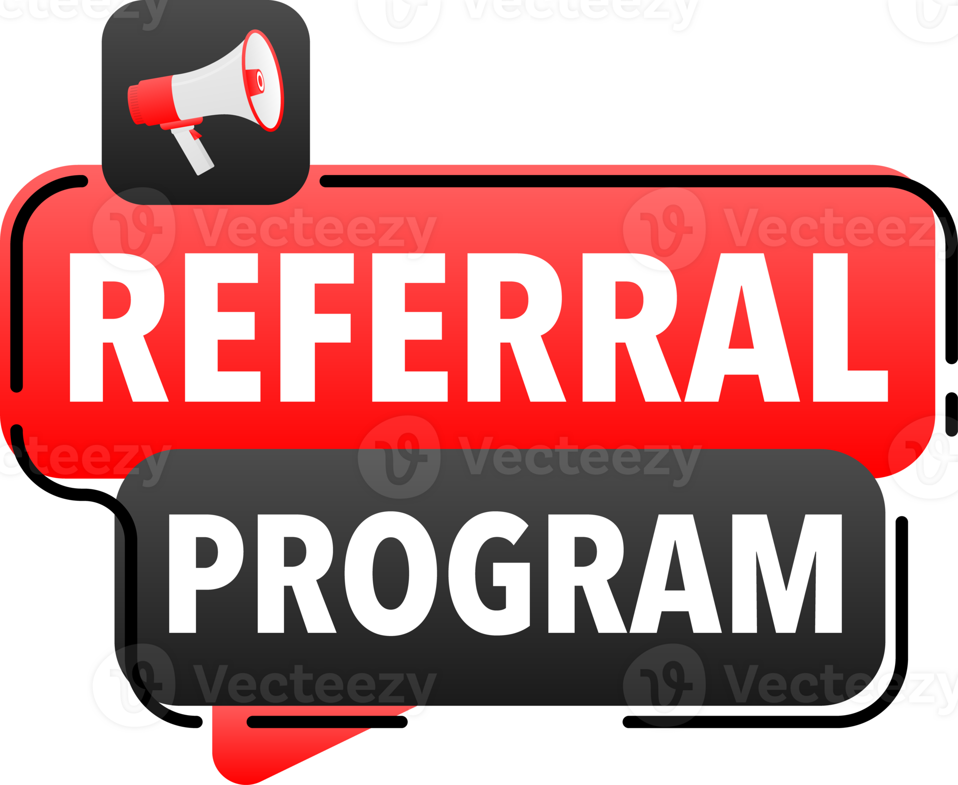 Megaphone label set with text referral program. Referral program ... Megaphone label set with text referral program. Referral program ...