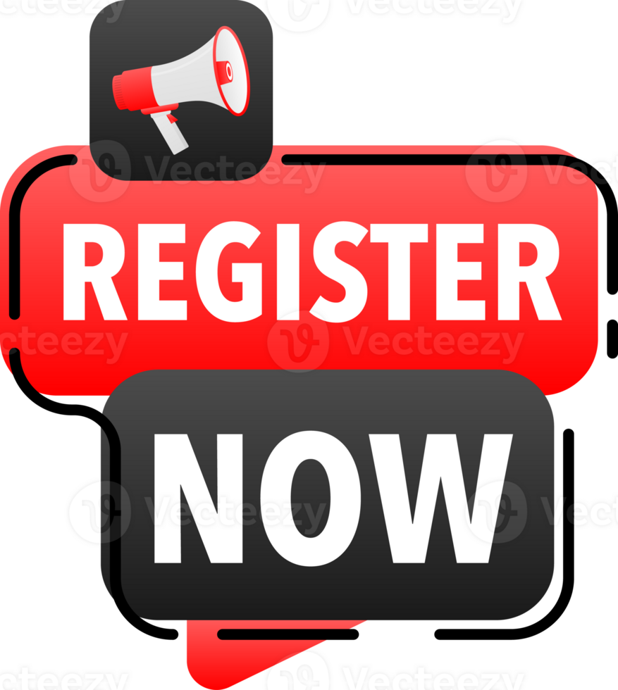 Megaphone label set with text Register now. Register now announcement ... Megaphone label set with text Register now. Register now announcement ...