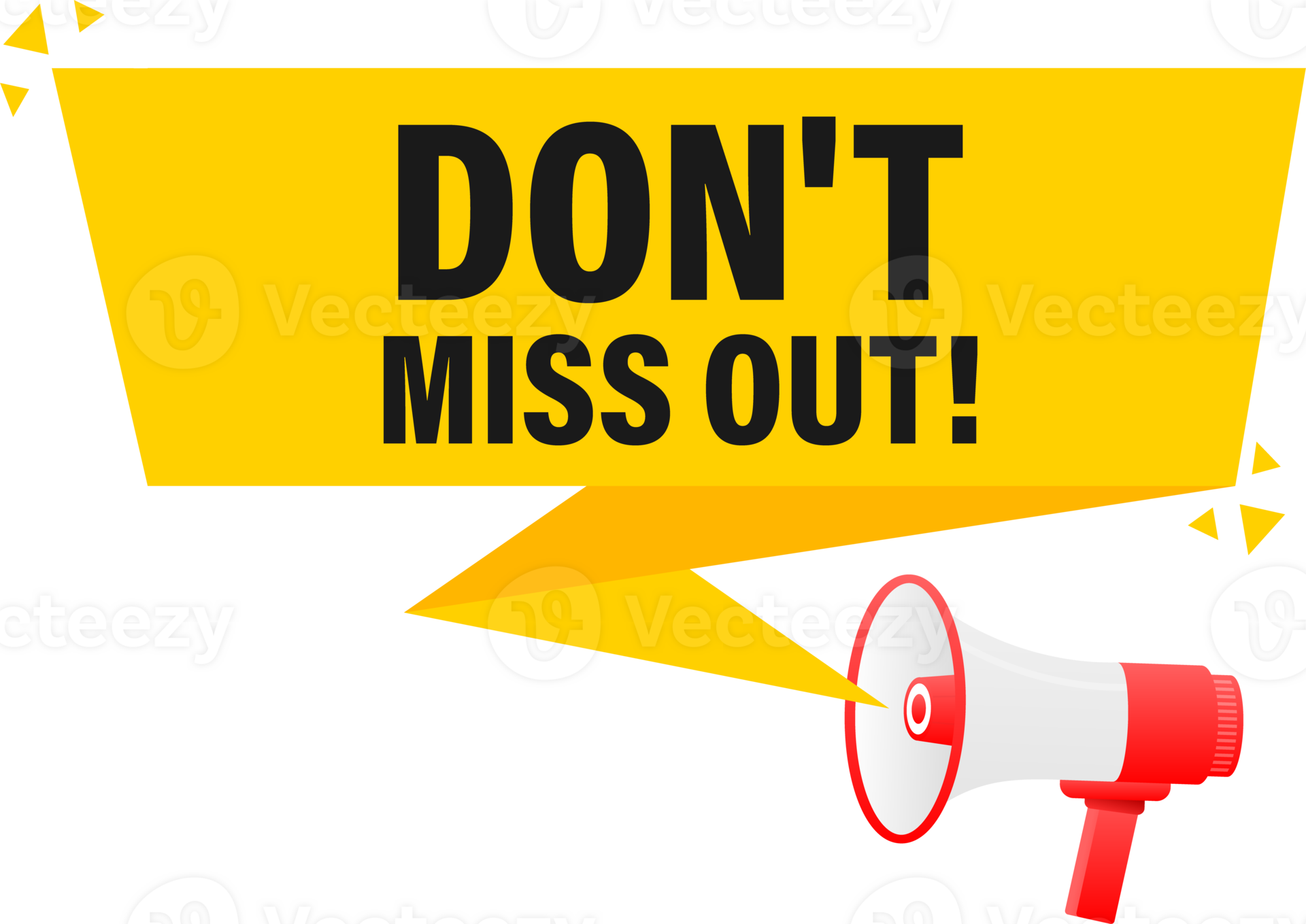 Megaphone label set with text Dont miss out. Dont miss out announcement ... Megaphone label set with text Dont miss out. Dont miss out announcement ...