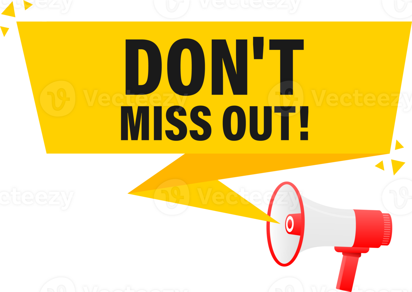 Megaphone label set with text Dont miss out. Dont miss out announcement ... Megaphone label set with text Dont miss out. Dont miss out announcement ...