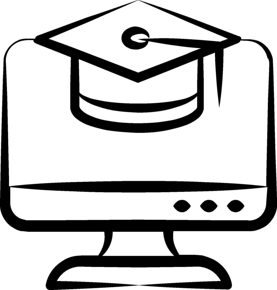 A Graduation Cap On A Computer Monitor 50709474 Vector Art At Vecteezy