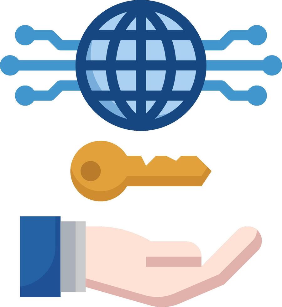 Keyboard and key icon with internet connection 50710291 Vector Art at ...