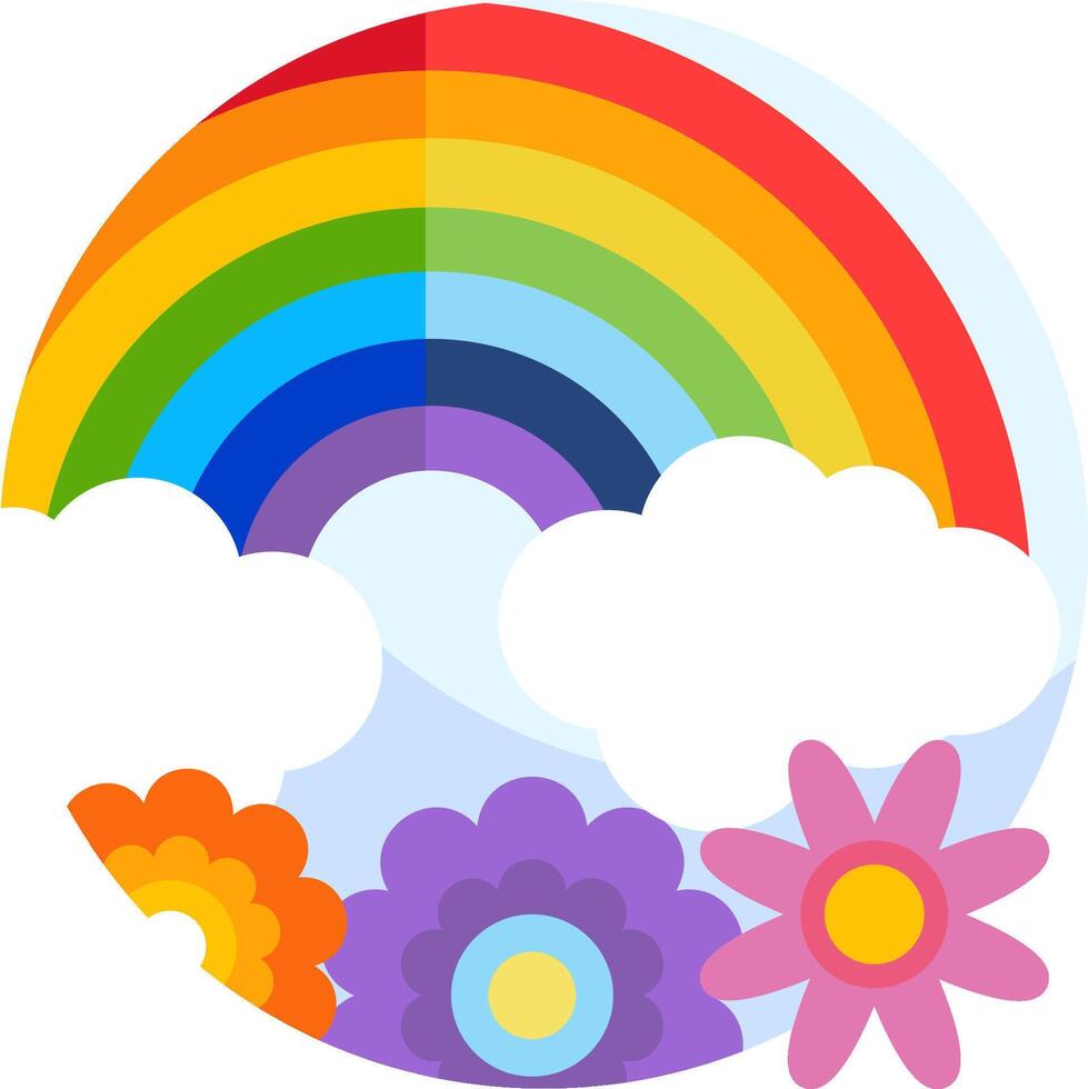 Rainbow clip art with flowers and clouds 50710485 Vector Art at Vecteezy