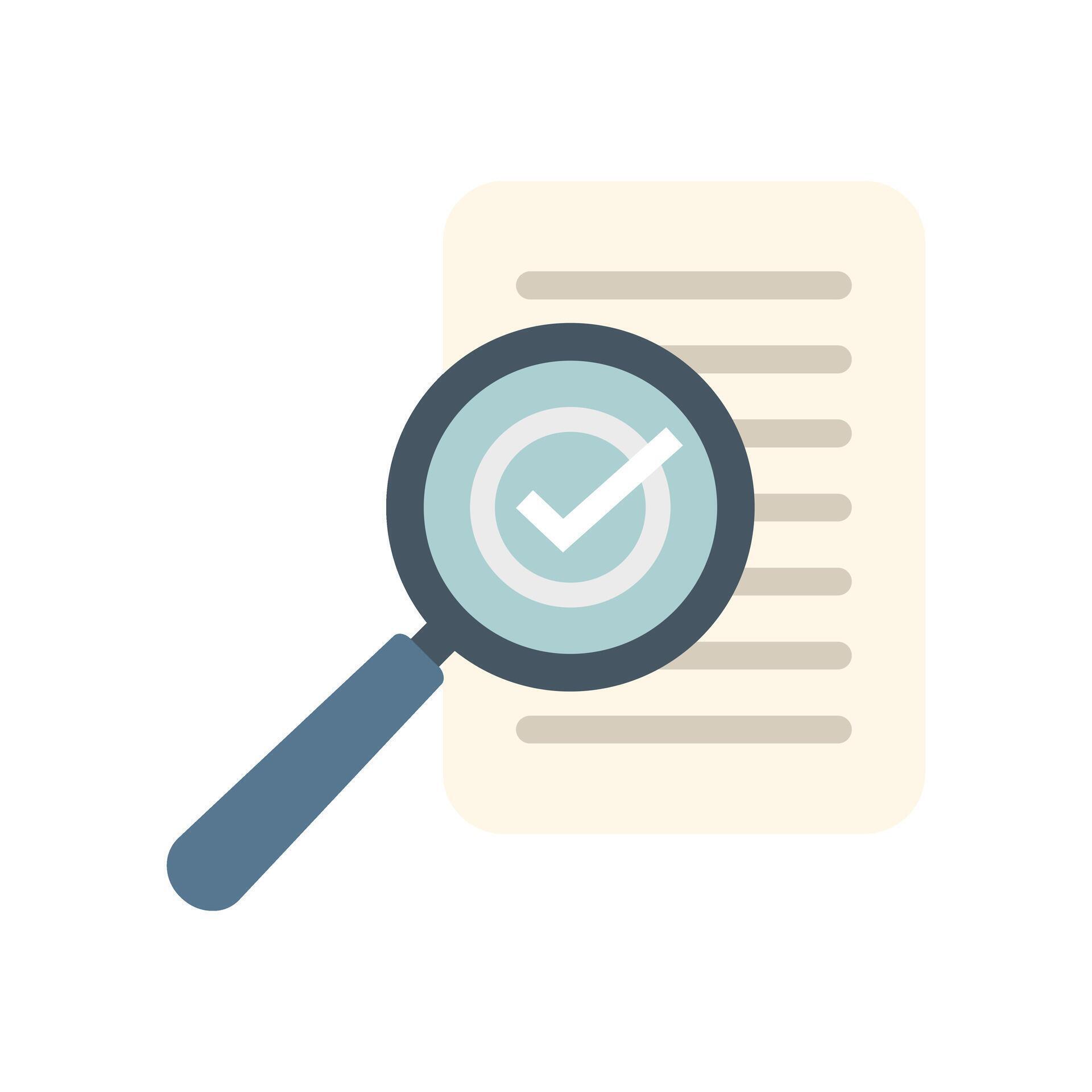 Magnifying Glass Validating Document With Check Mark Symbol 50715764