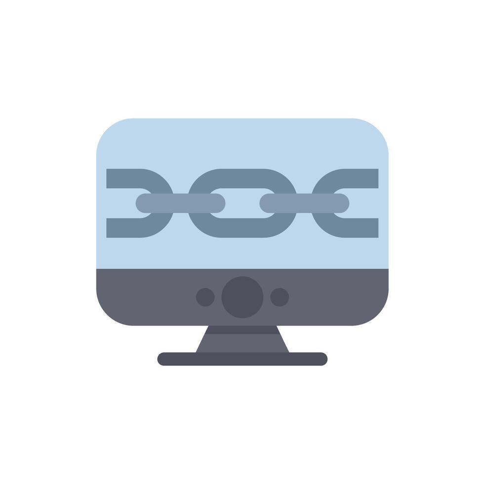 Desktop Computer Displaying Chain Links Symbolizing Secure Connection 50717759 Vector Art At