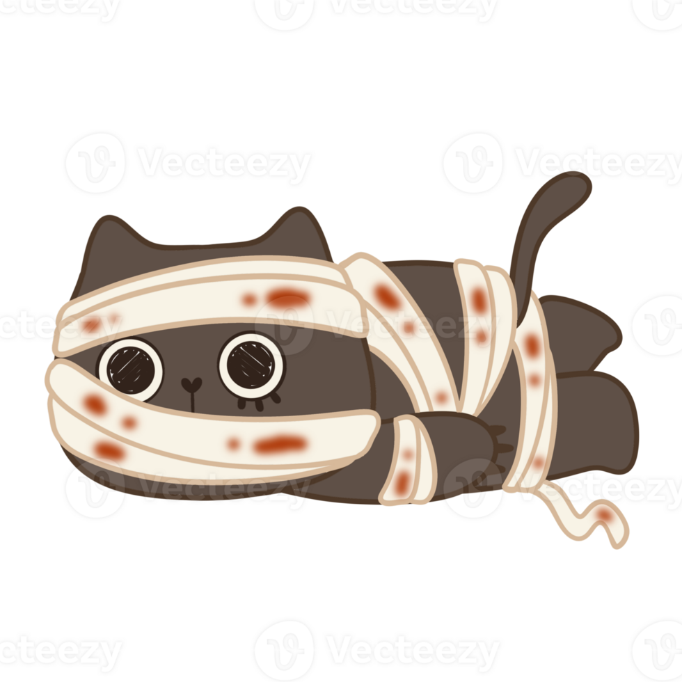 Halloween Mummy Cat Doodle Line Art 50737352 PNG