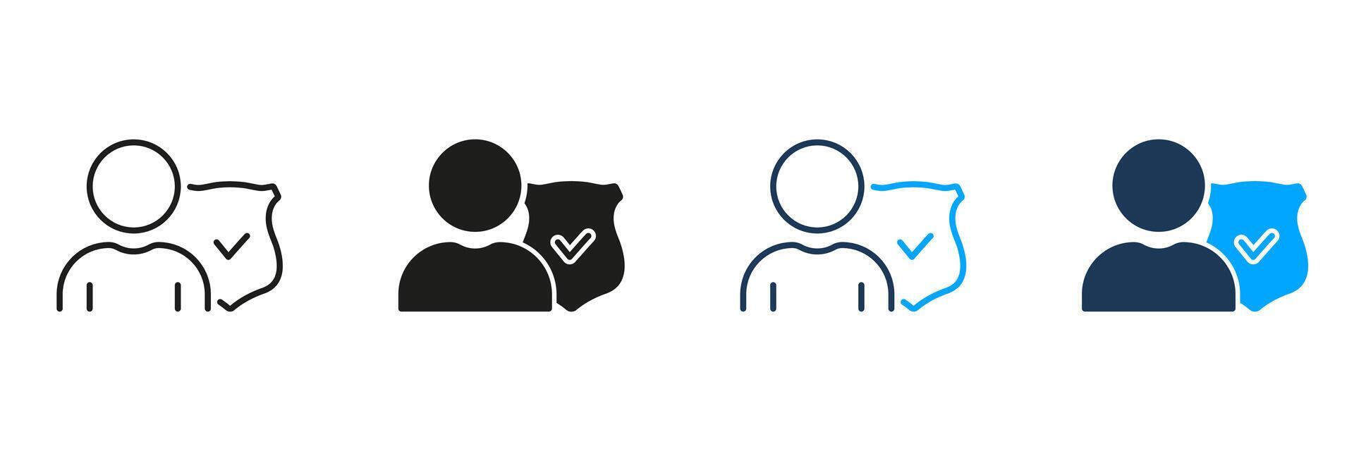Secure Authentication Human Data Protection Line And Silhouette Icon
