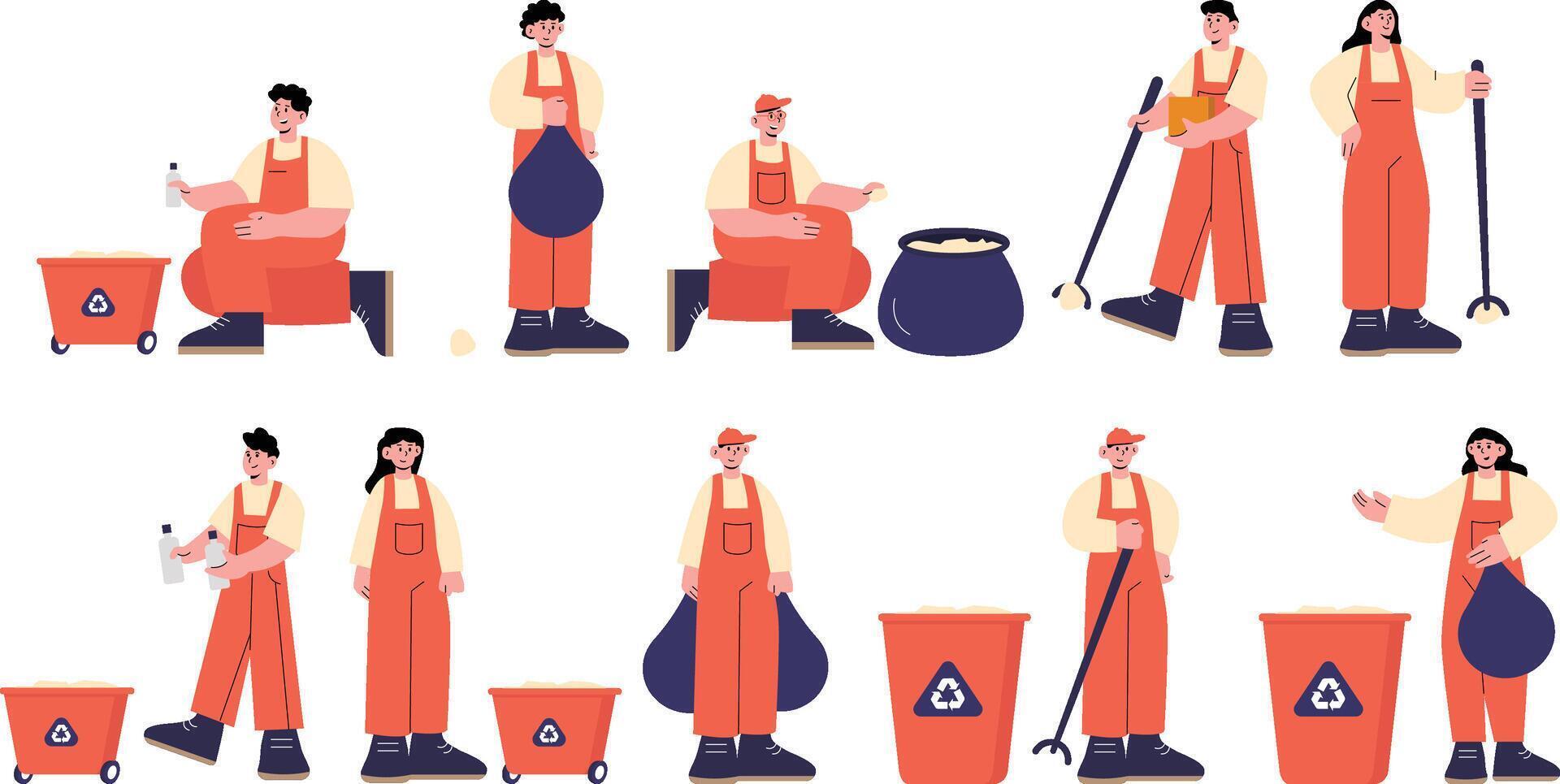 Collection People Picking Up Trash Illustration 50737902 Vector Art At Vecteezy