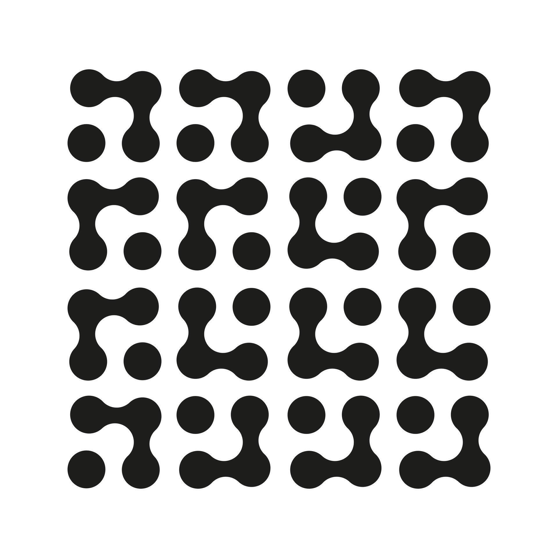 Metaball icons. Connected dots signs. Integration abstract symbol. Circles seamless pattern ...