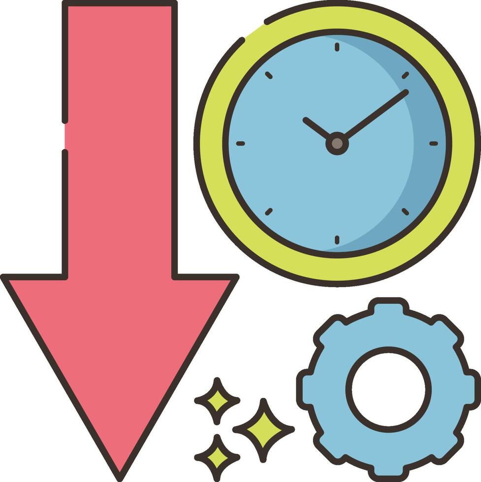 An arrow pointing down and a clock with gears 50742003 Vector Art at ...