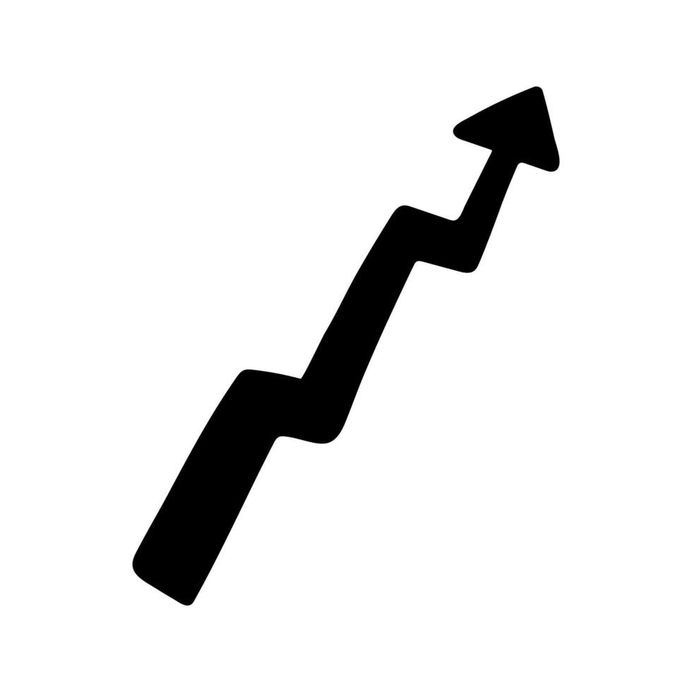 Angular arrow in lightning shape doodle. Hand drawn element for ...