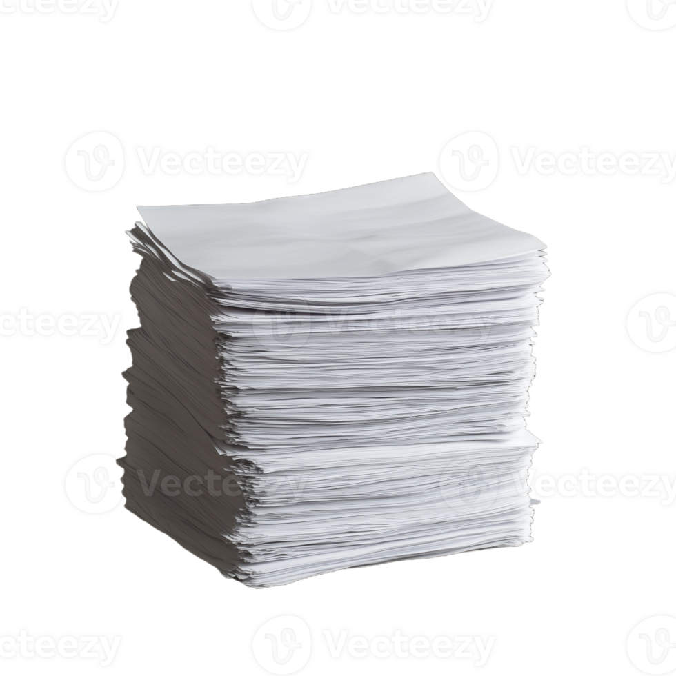 Thick stack of white papers neatly organized in front of transparent background 50761462 PNG