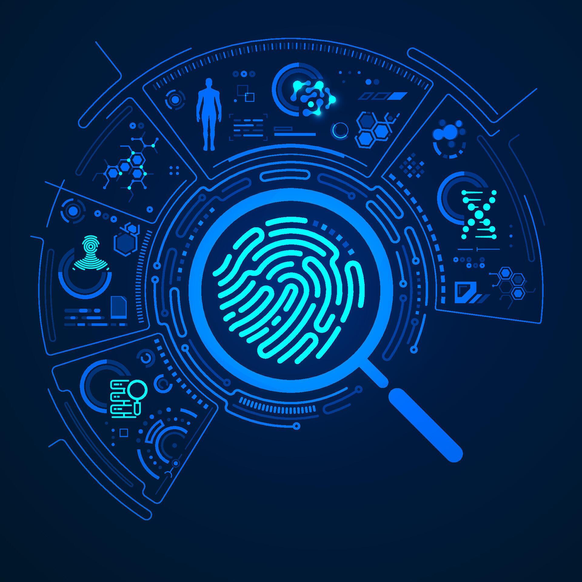 Concept Of Digital Forensics Or Biometrics Graphic Of Fingerprint With