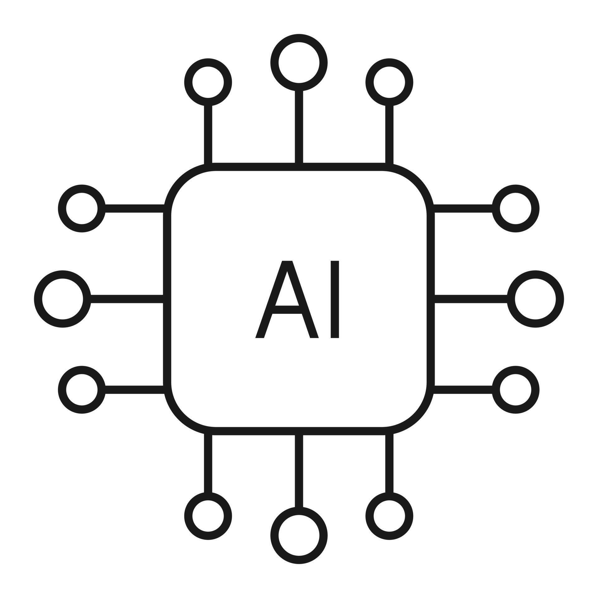 Artificial intelligence icon set. AI technology illustration. Artificial intelligence AI ...