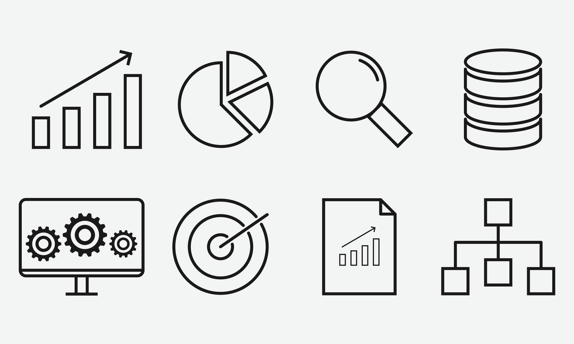 Data Analytics Line Icon Set Illustration Data Analyst Icon Set Data Analytics Icon Business