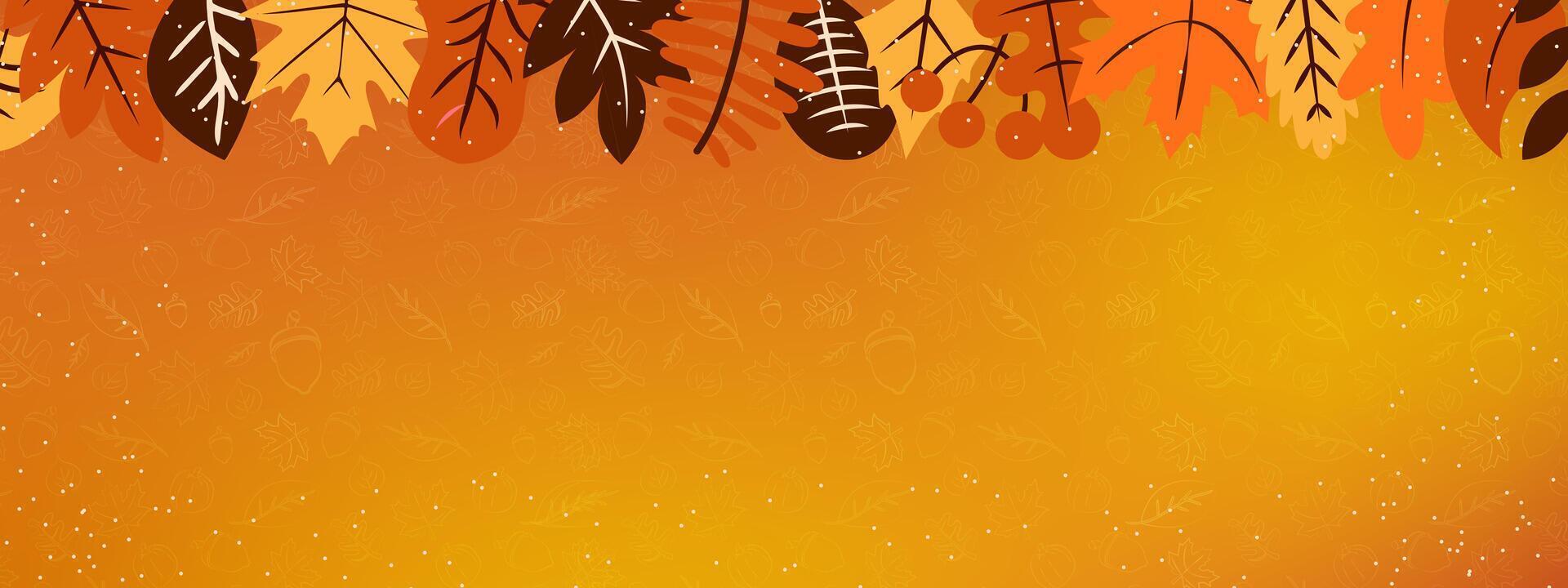 Autumn-themed Banner template with copy space. Rows of illustrated ...