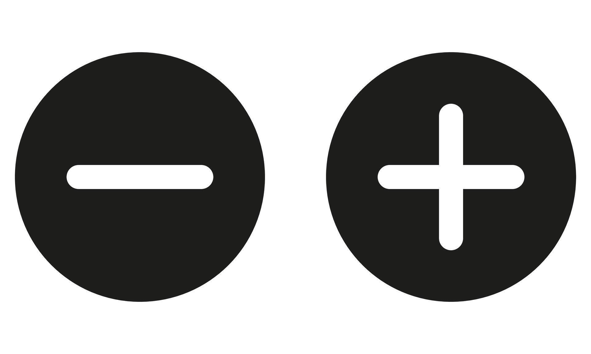 Two black and white circles with a plus and minus sign 50768847 Vector Art at Vecteezy
