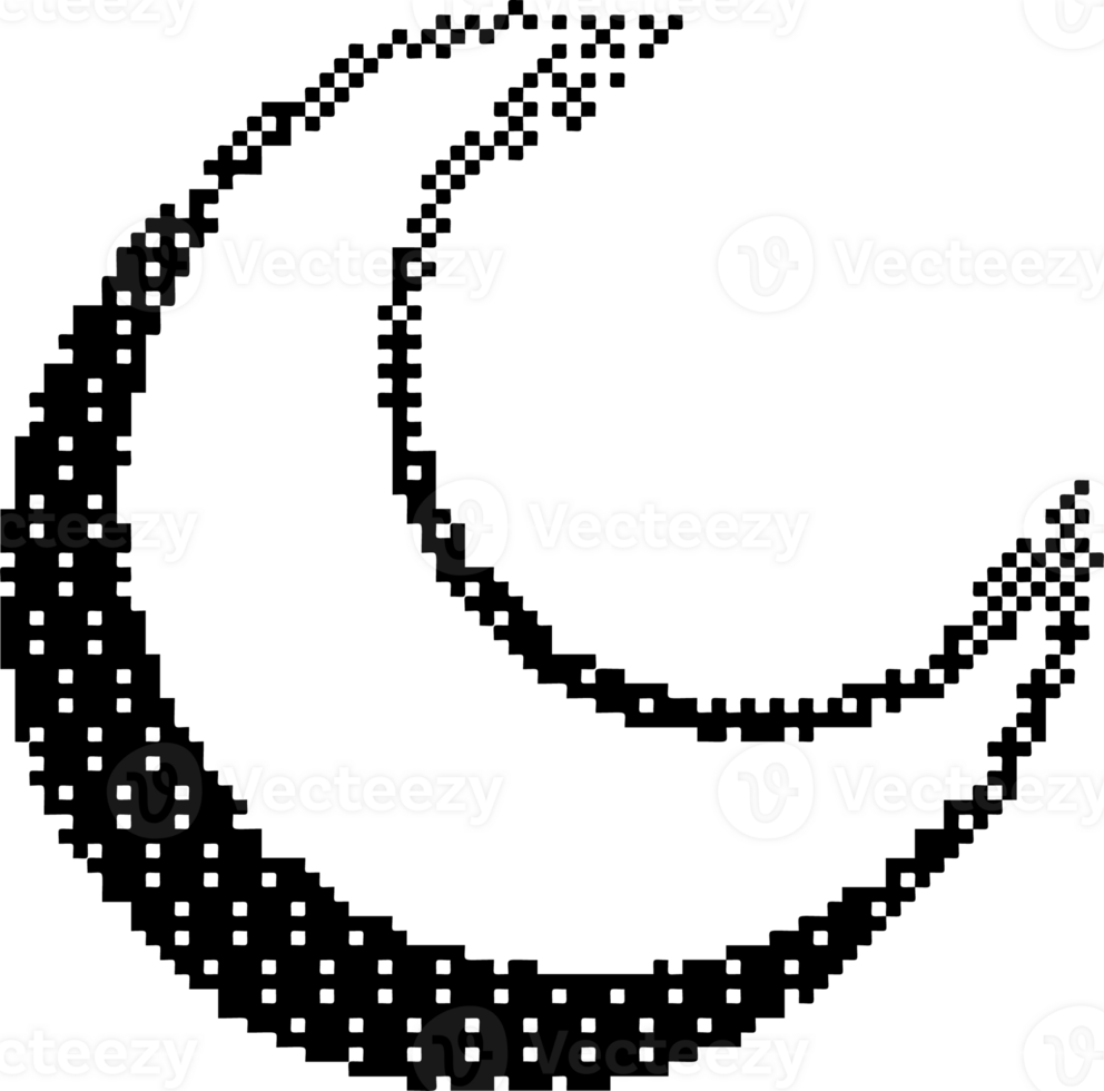 Bitmap Pattern Crescent Shape Halftone Gradient Moon Element Y2k Graphic Abstract Icon Dither