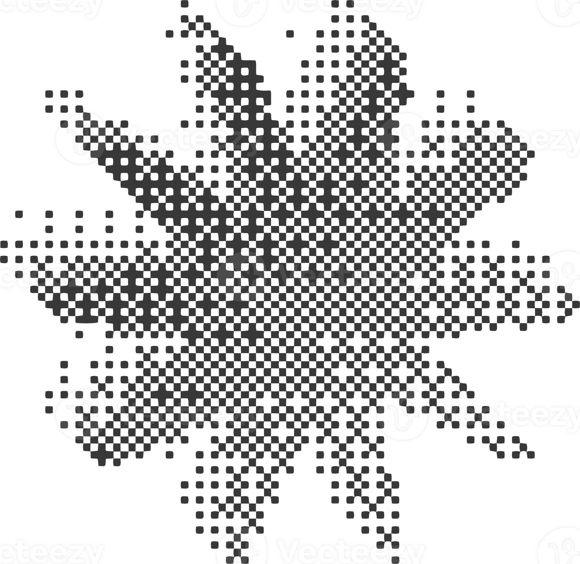 Pixel Pattern Star Shape Textured Daisy With Bitmap Y2k Dither Gradient Retro Sign With Old