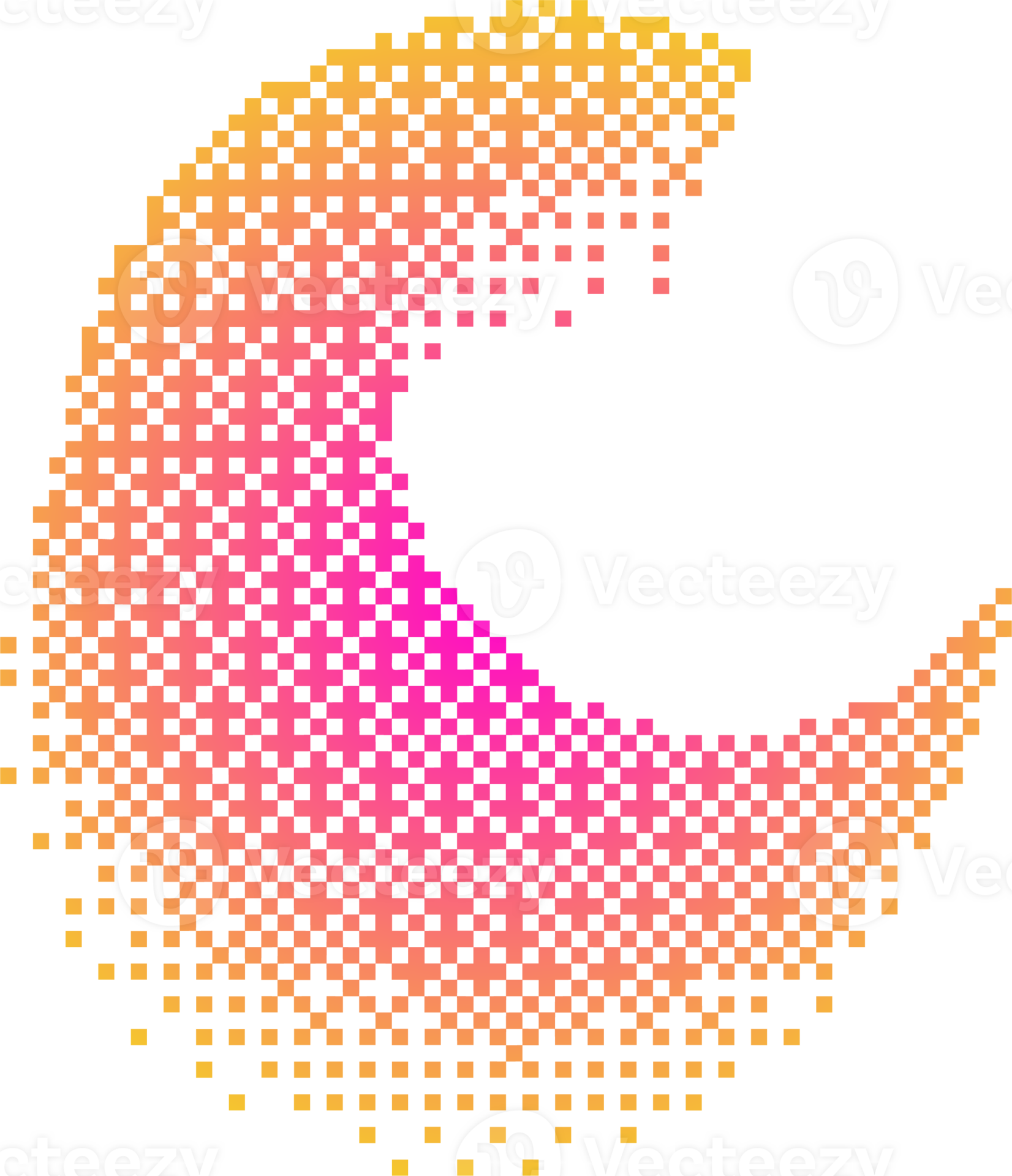 Pixel Pattern Crescent Shape Textured Moon With Bitmap Y2k Dither Gradient Retro With Old