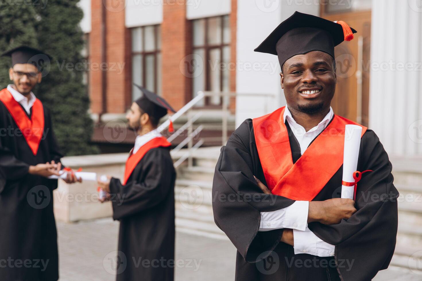 African American Graduates Celebrating Achievement In Academic Ceremony