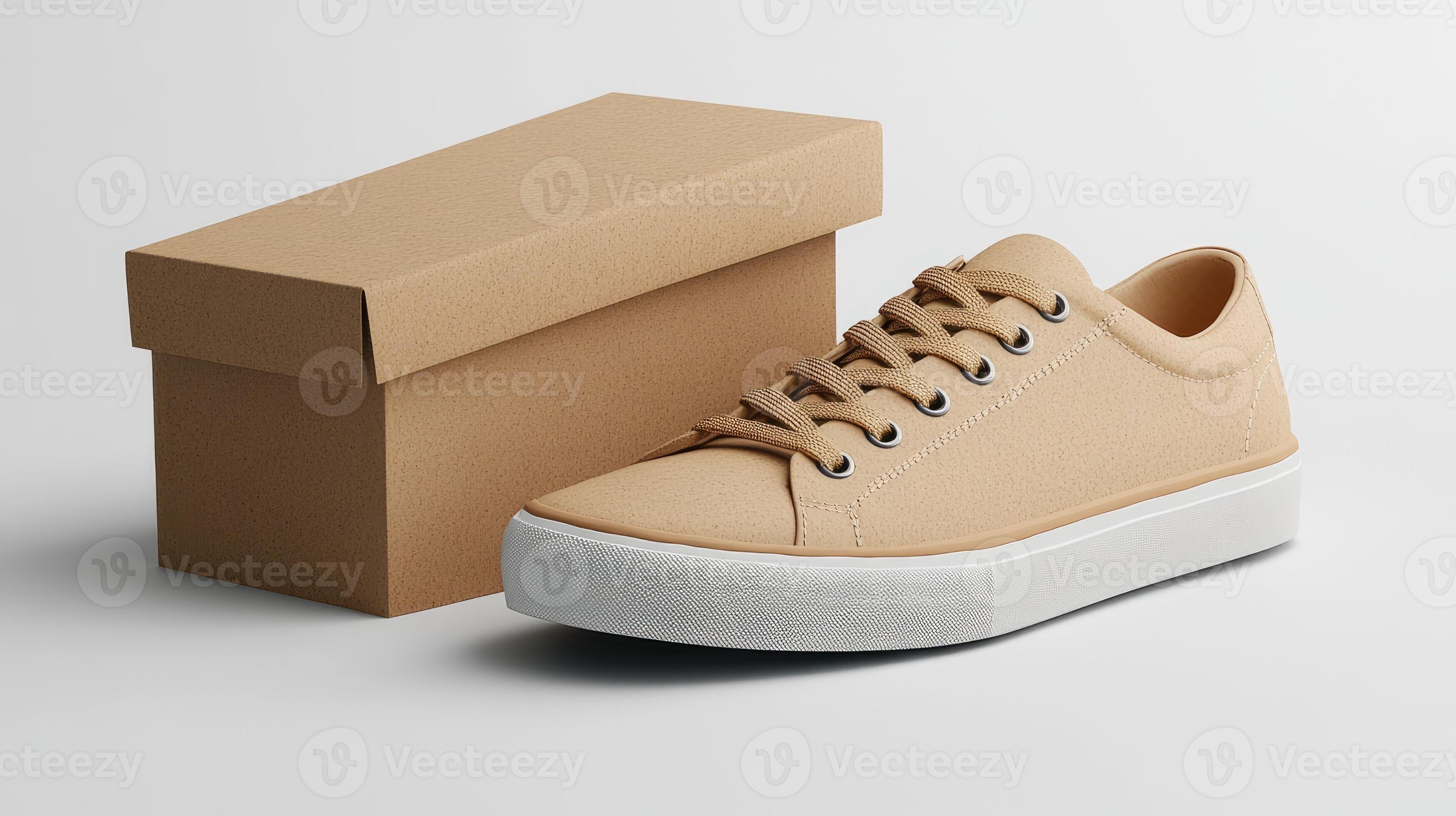 Minimalist sneaker resting in open cardboard shoebox on white background 50784943 Stock Photo at ...