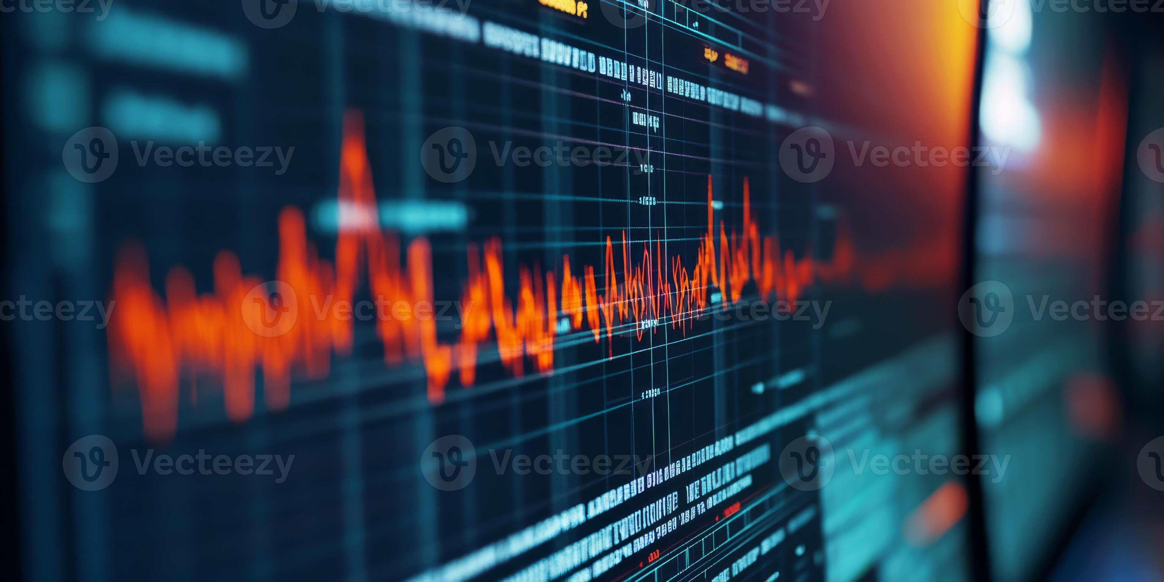 A digital seismograph displays realtime earthquake data on a computer ...