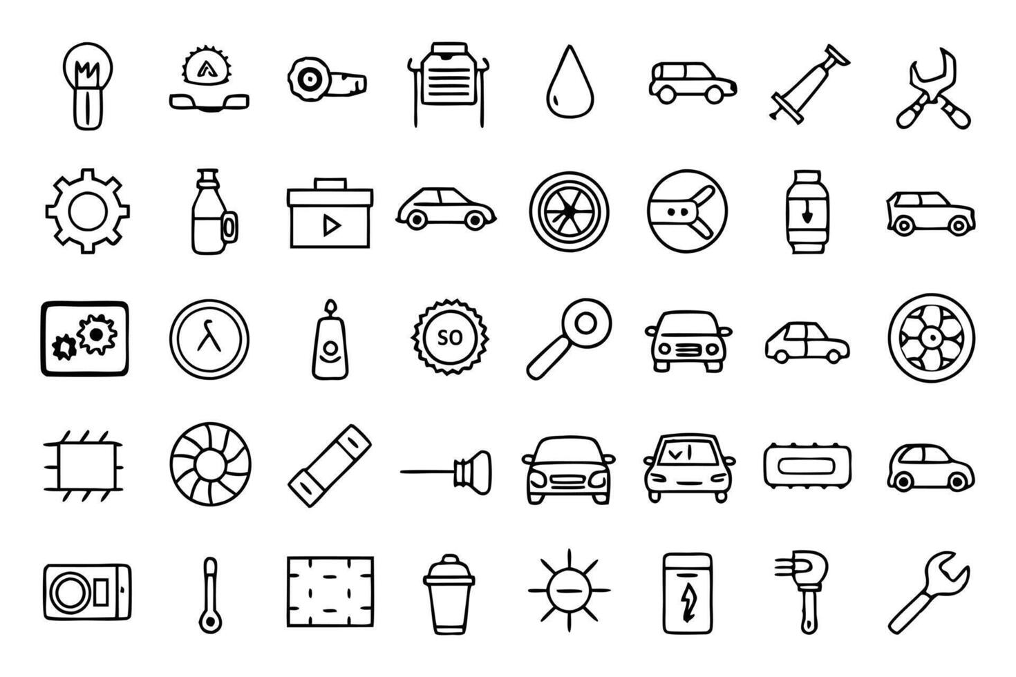 Car service icon set with black stroke and white background. Auto ... Car service icon set with black stroke and white background. Auto ...