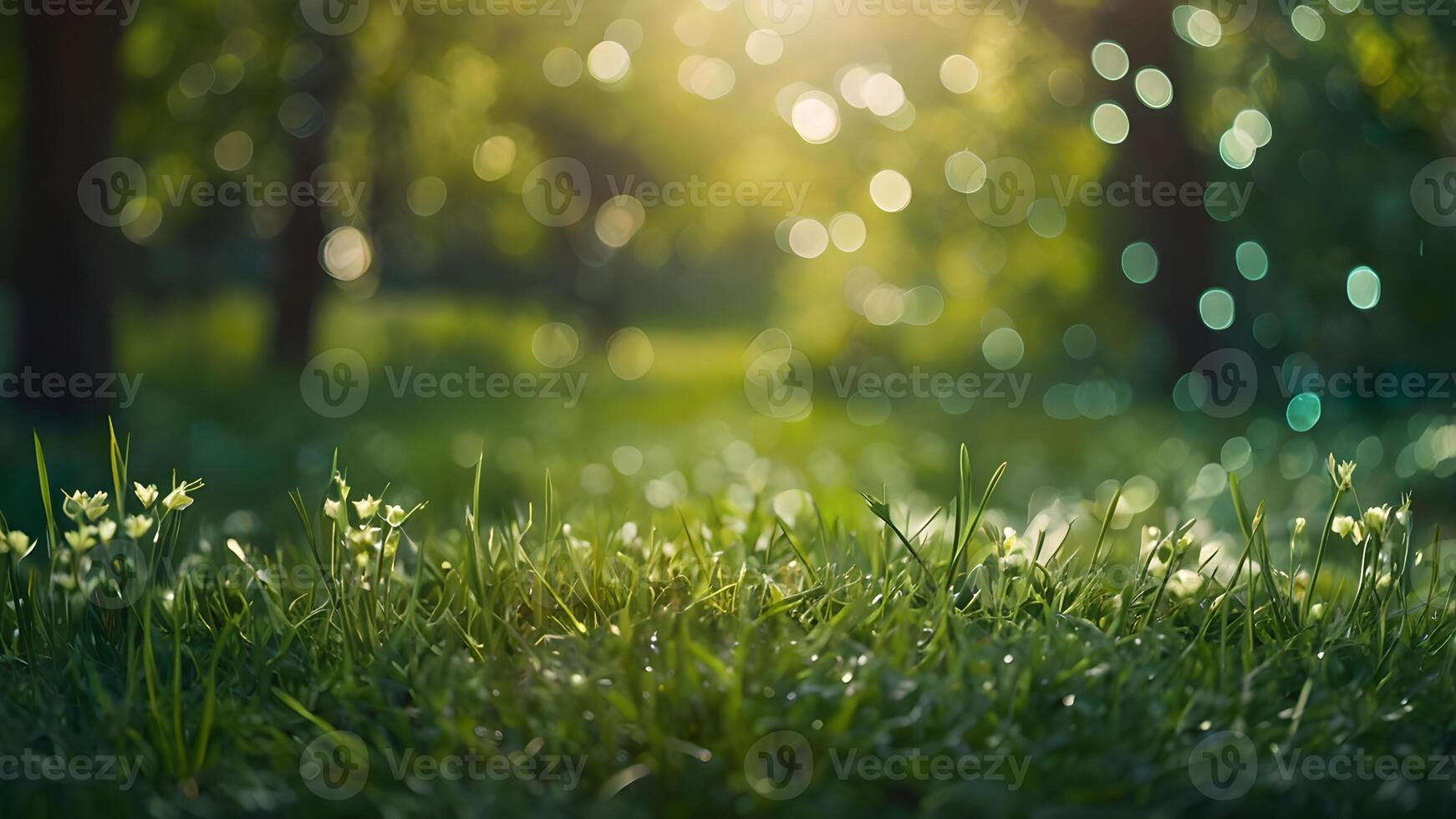 Spring Green Bokeh Background With White Flowers 50795956 Stock Photo ...
