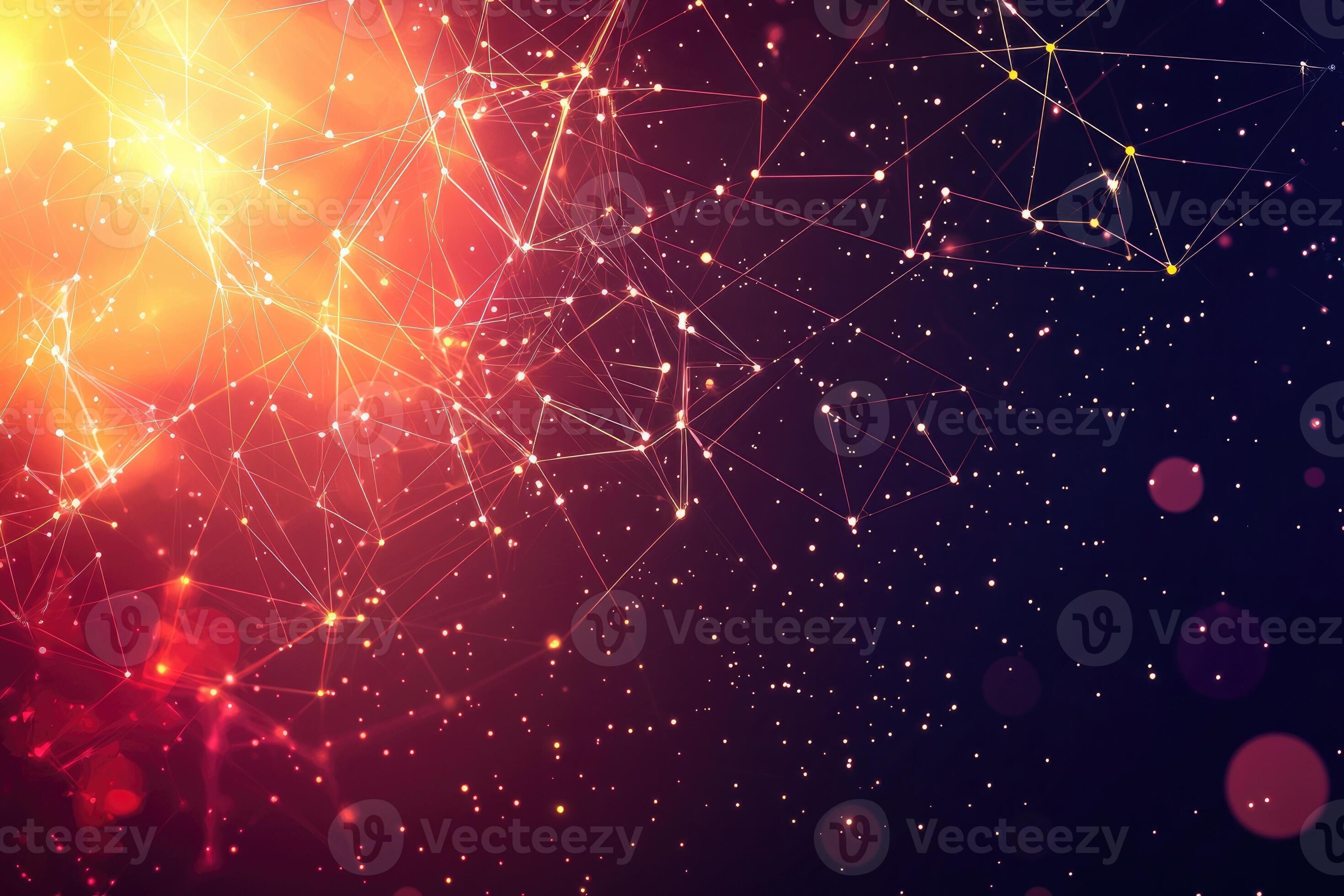 Futuristic Digital Network Visualization With Glowing Nodes And Lines Representing Data