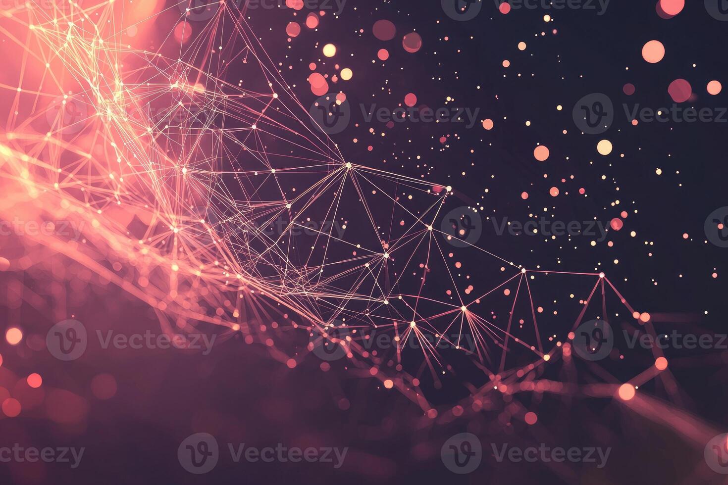 Futuristic Digital Network Visualization With Glowing Nodes And Lines Representing Data